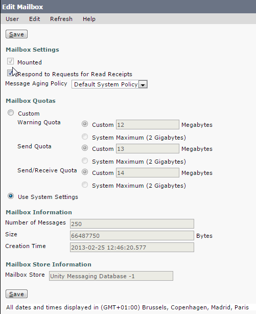 Unity Connection & Aging Policy